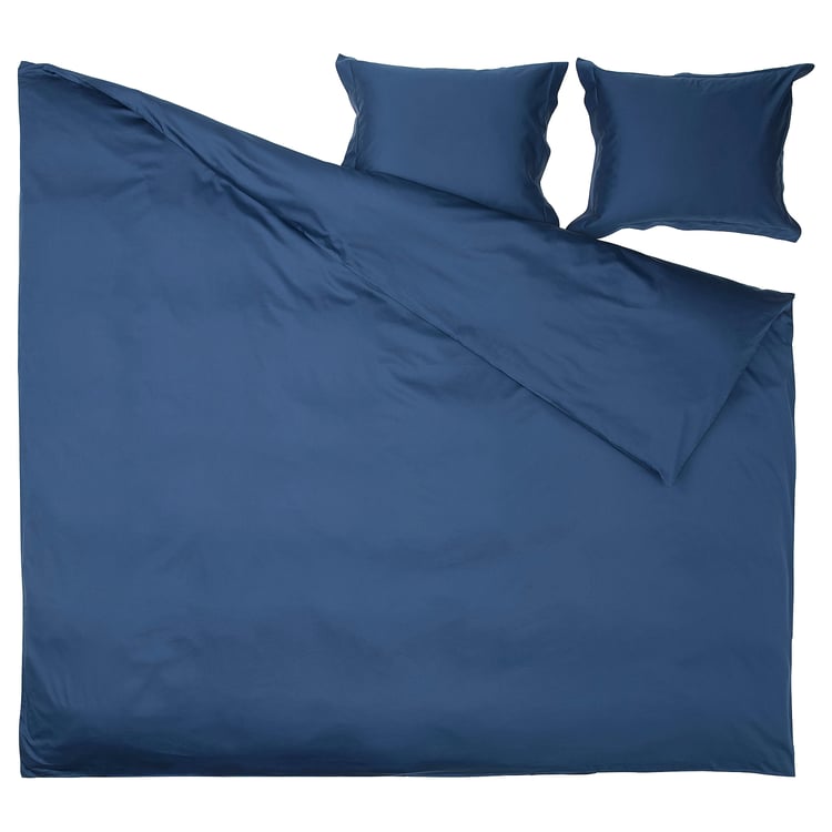 LUKTJASMIN Dynetrekk og 2 putevar, mørk blå, 240x220/50x60 cm - IKEA
