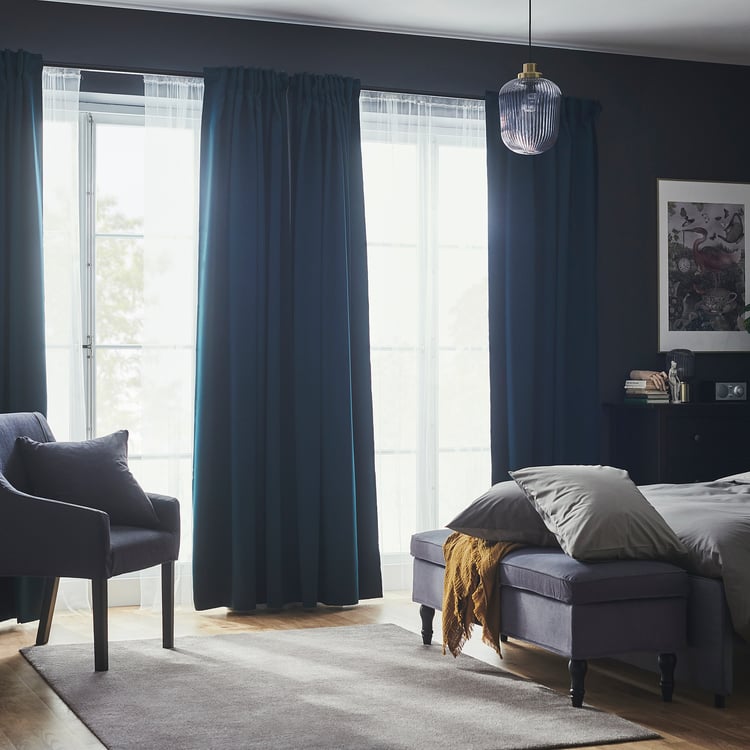 MAJGULL Lystette gardiner, 1 par, mørk turkis, 145x250 cm - IKEA