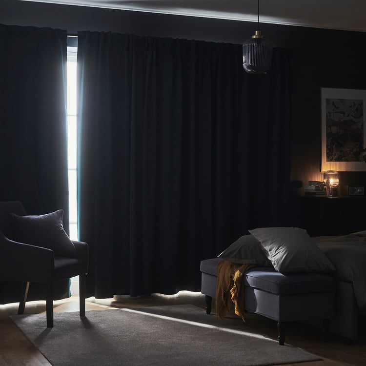 MAJGULL lystette gardiner, 1 par, mørk turkis, 145x250 cm - IKEA