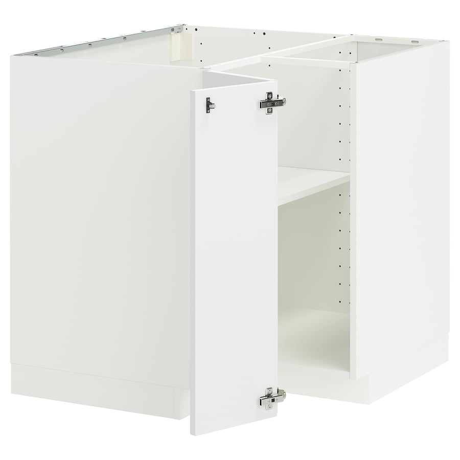 METOD benkehjørneskap med hylle, hvit/Axstad matt hvit, 88x88 cm - IKEA