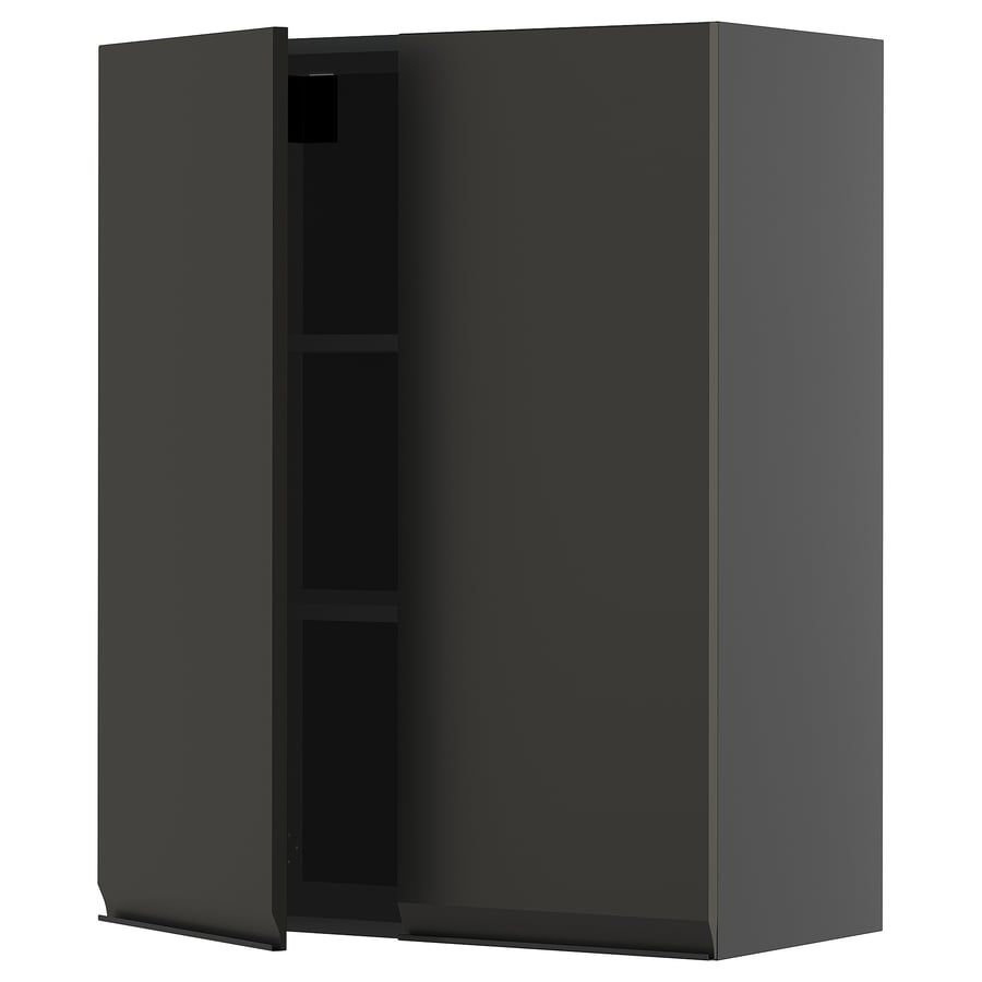 METOD veggskap m hyller/2 dører, svartgrå/Upplöv matt antrasitt, 80x100 ...