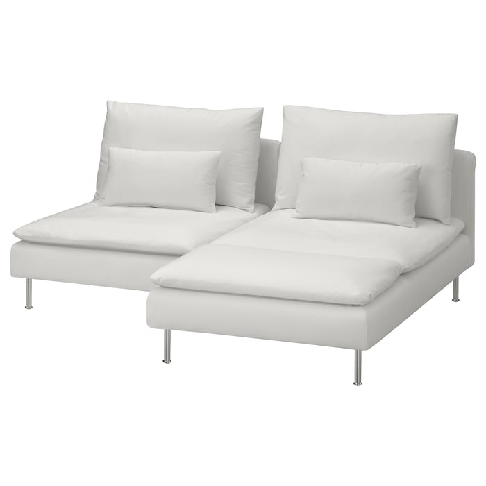SÖDERHAMN 2-seters sofa med sjeselong, Blekinge hvit - IKEA
