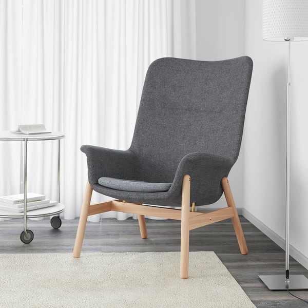 VEDBO Stol med høy rygg - Gunnared mørk grå - IKEA