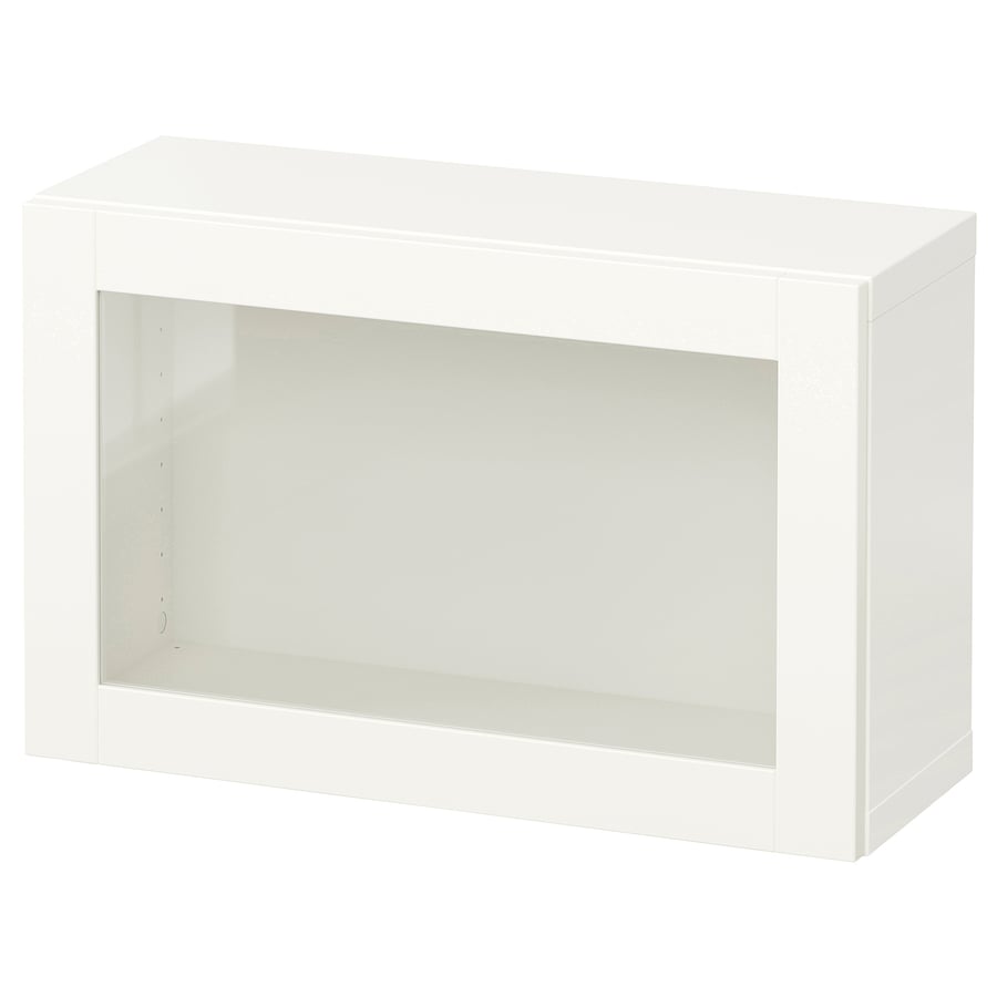 BESTÅ wall-mounted cabinet combination, white/Sindvik white clear glass ...