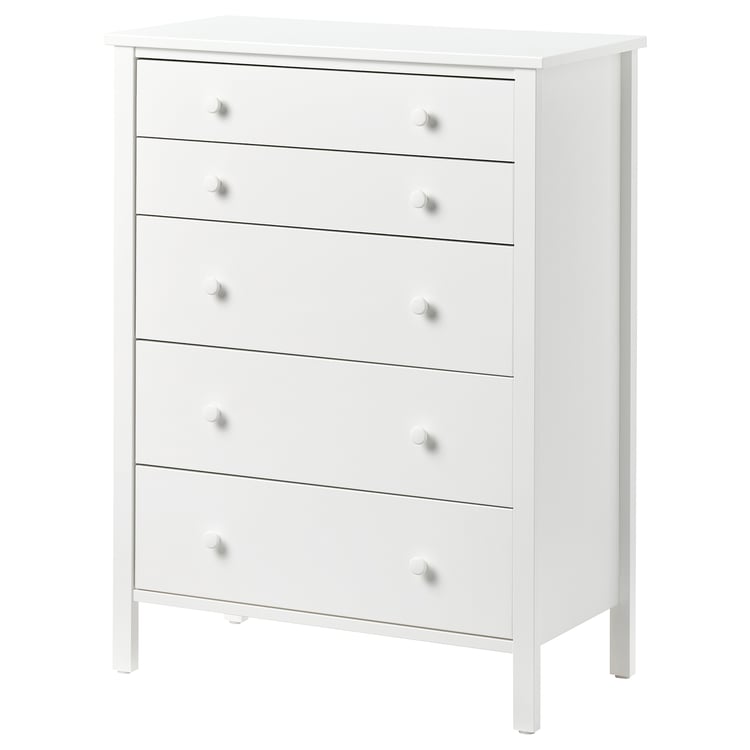 KILBERGET chest of 5 drawers, white/anchor/unlock-function, 76x102 cm ...