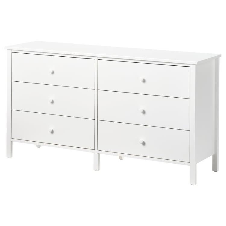 KILBERGET chest of 6 drawers, white/anchor/unlock-function, 144x78 cm ...