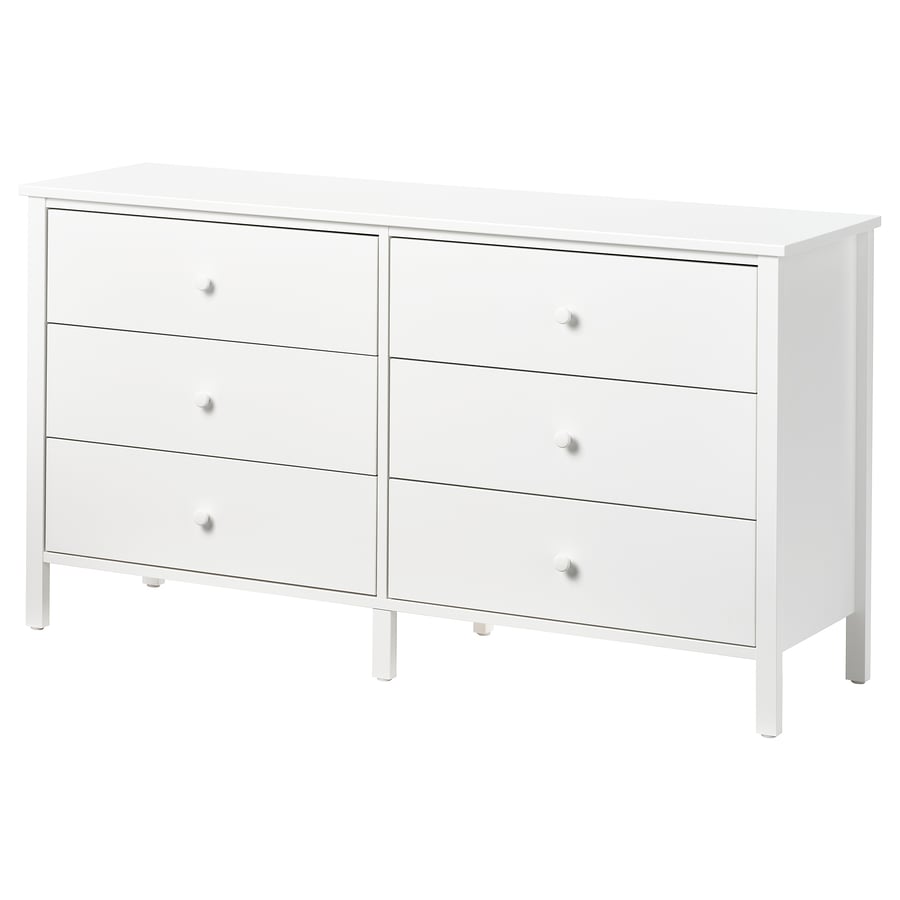 KILBERGET chest of 6 drawers, white/anchor/unlock-function, 144x78 cm ...