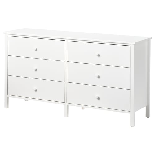 KILBERGET chest of 6 drawers, white/anchor/unlock-function, 144x78 cm ...