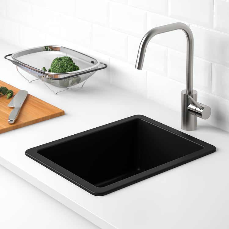KILSVIKEN inset sink, 1 bowl, black/quartz composite, 36x46 cm - IKEA