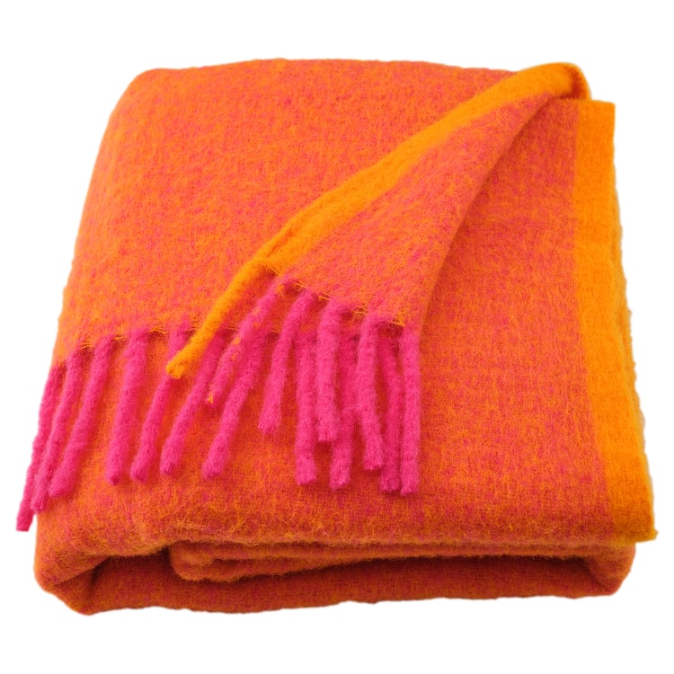 KLIPPOXEL throw, orange/bright pink, 130x170 cm - IKEA