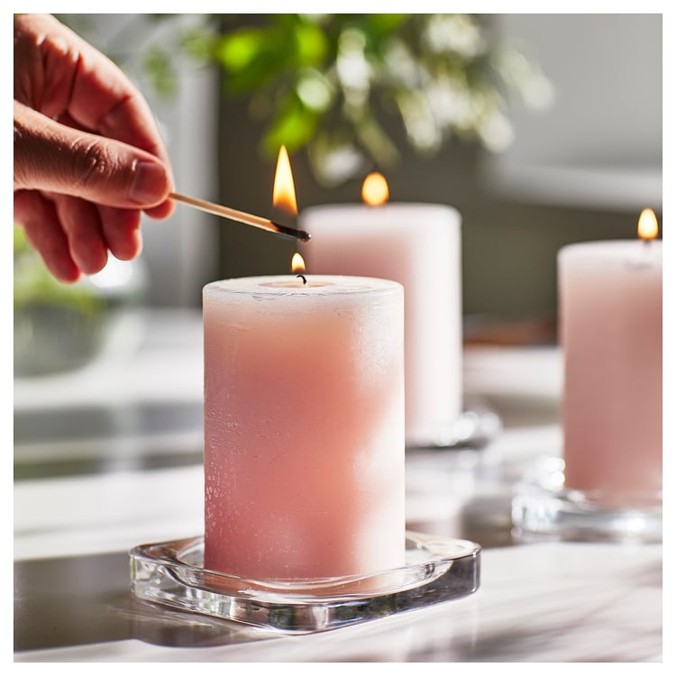 LUGNARE scented pillar candle, Jasmine/pink, 30 hr - IKEA