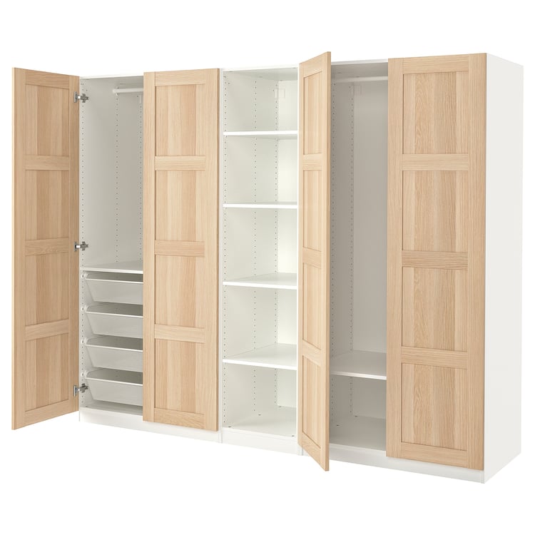 PAX / BERGSBO wardrobe combination, white/white stained oak effect ...