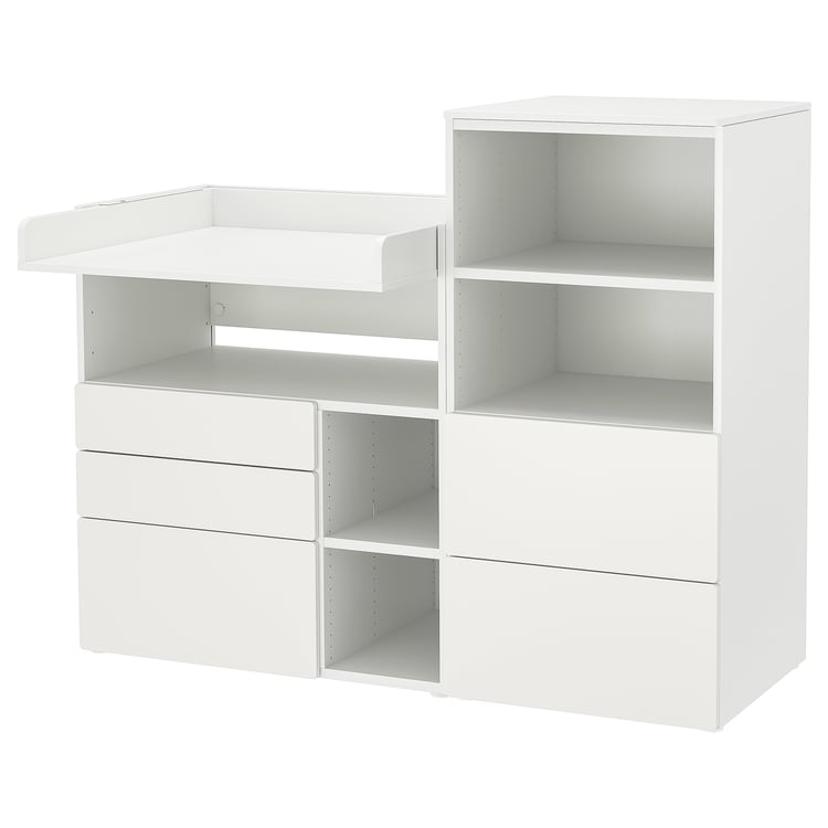 SMÅSTAD / PLATSA changing table, white white/with bookcase, 150x79x123 ...