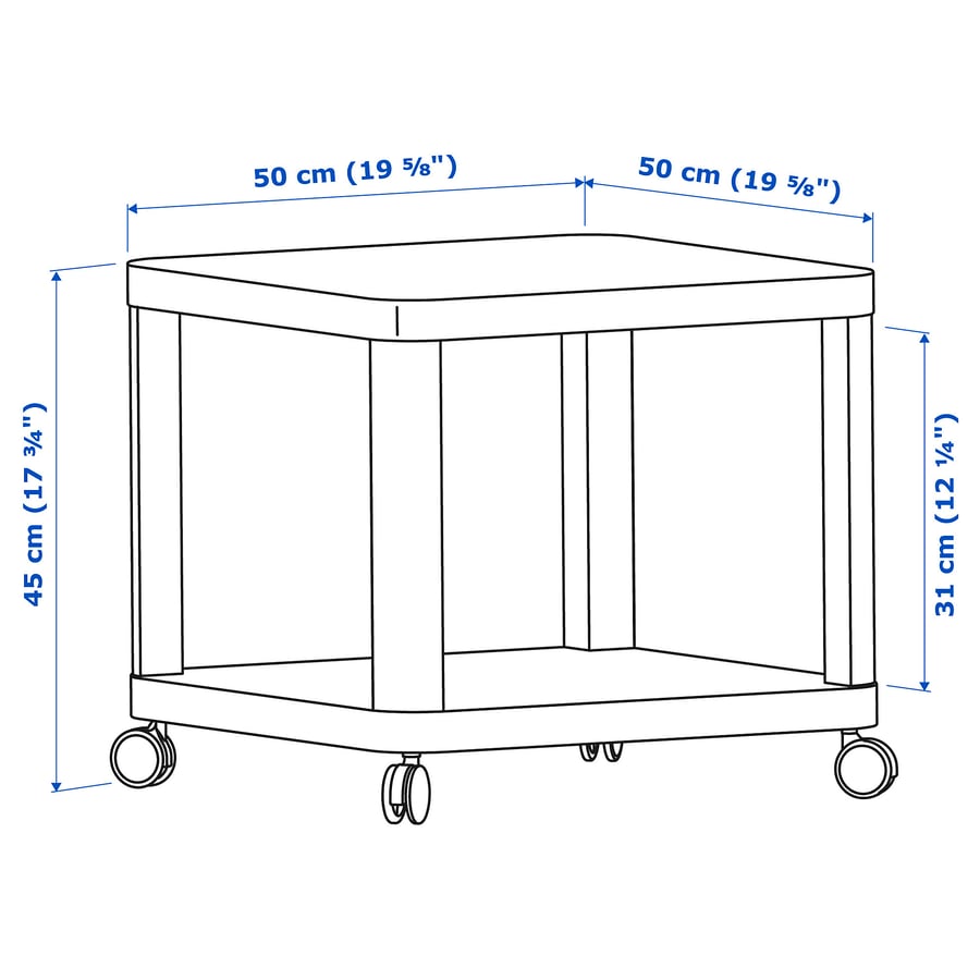 TINGBY side table on castors, white, 50x50 cm - IKEA
