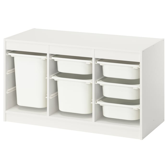 TROFAST storage combination with boxes, white/white, 99x44x56 cm - IKEA