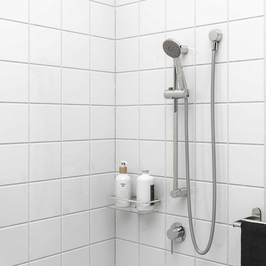 VALLAMOSSE riser rail w handshower/wall outlet, chrome-plated - IKEA