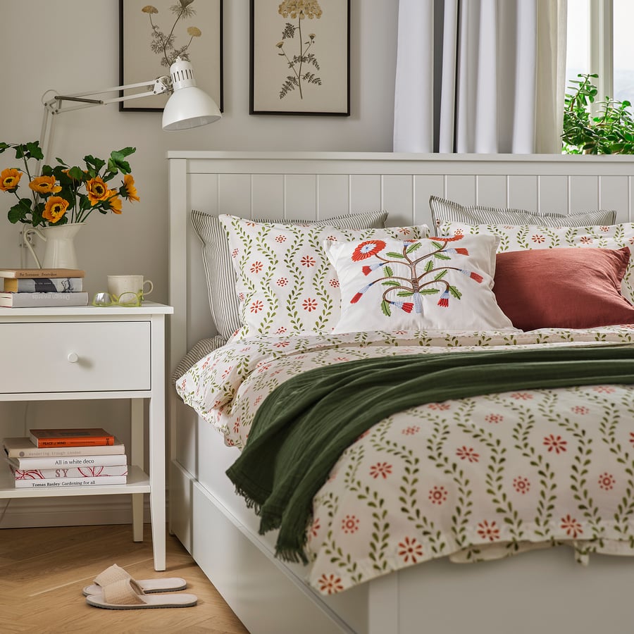 FYRISVIDE duvet cover and 2 pillowcases, white/floral pattern, 240x220 ...