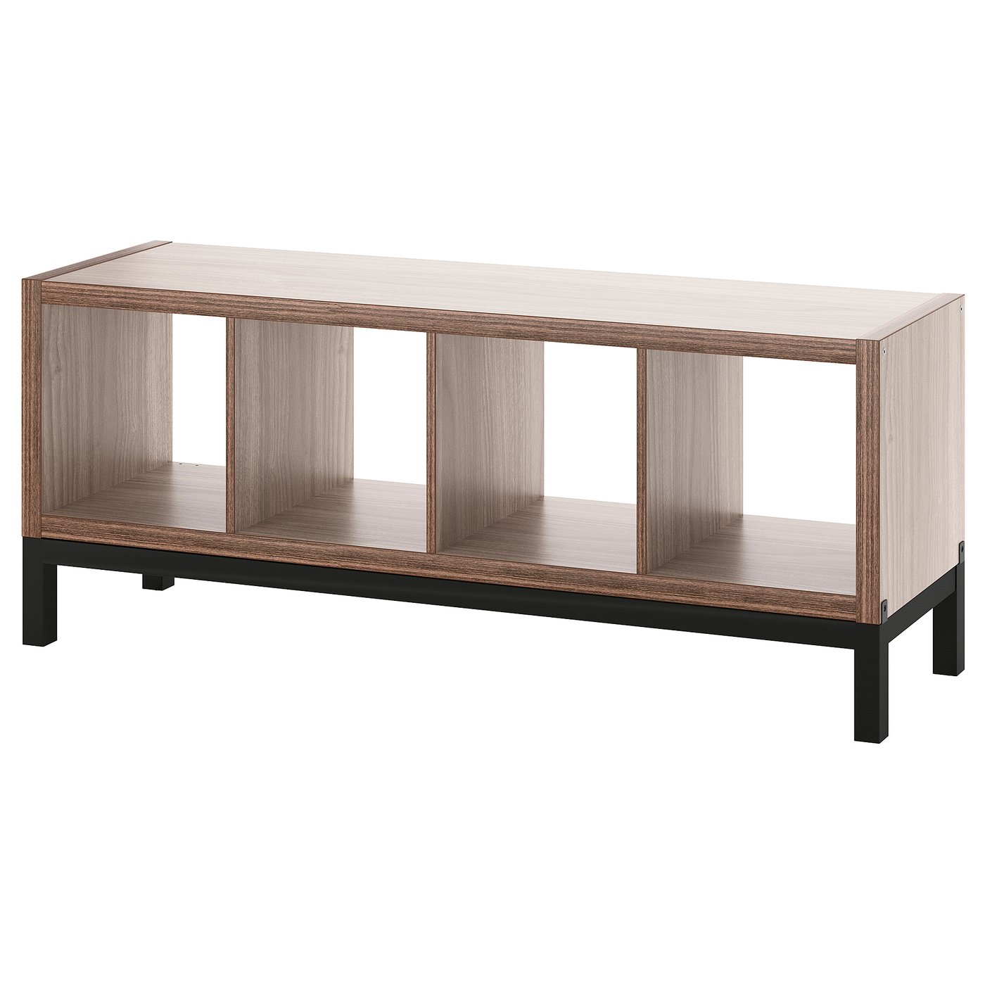 KALLAX shelving unit with underframe, walnut effect/light grey black ...