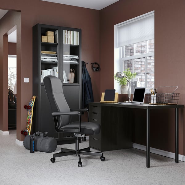 LAGKAPTEN / ALEX desk, black-brown, 140x60 cm - IKEA