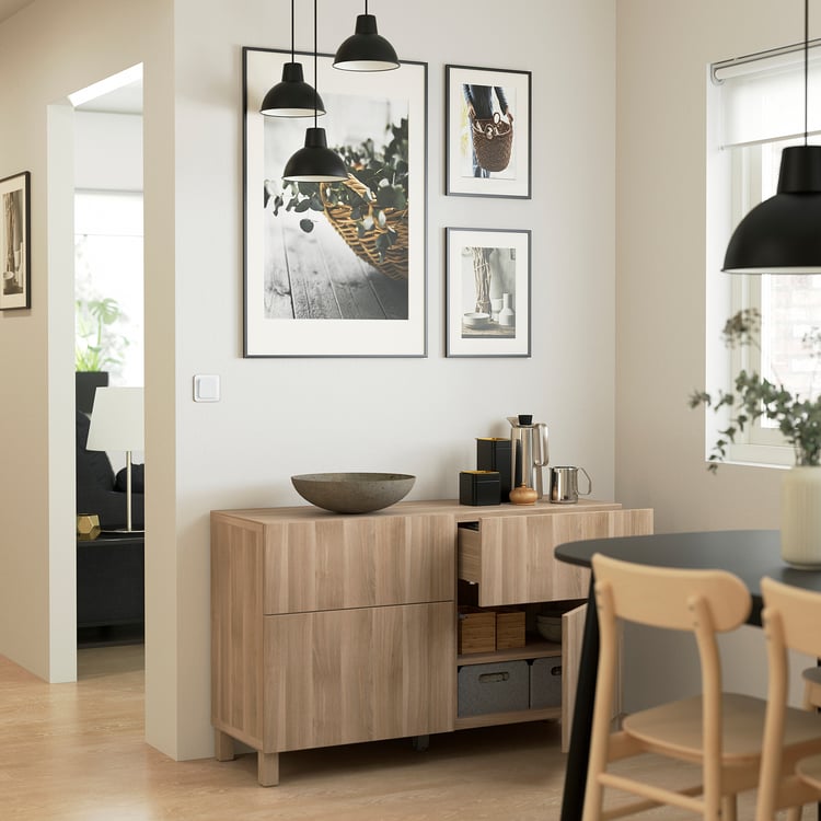 LAPPVIKEN drawer front, grey stained walnut effect, 60x26 cm - IKEA