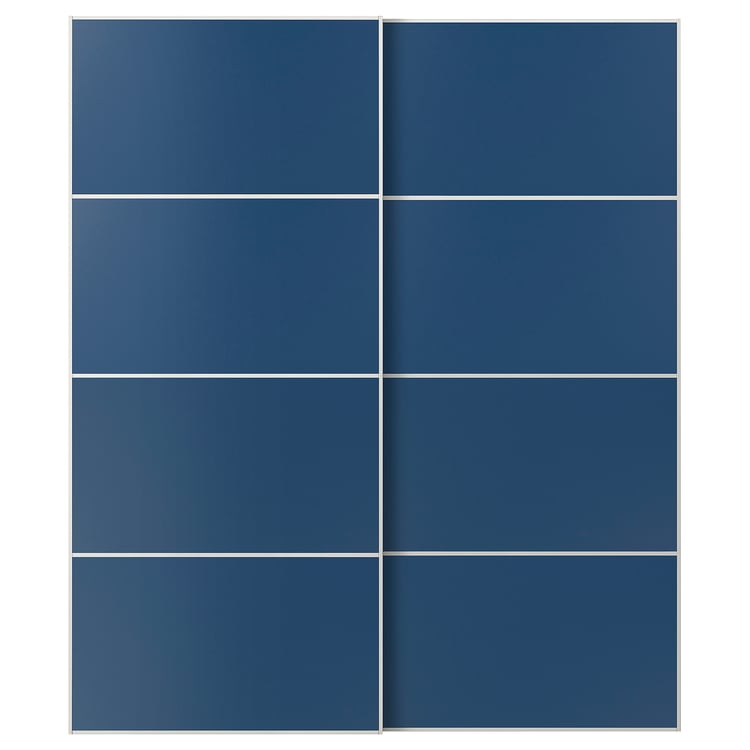 MEHAMN pair of sliding doors, white/double sided blue, 200x236 cm - IKEA