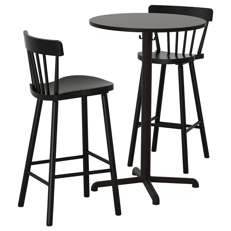 STENSELE / NORRARYD طاولة عالية و 2 مقعد عالي, فحمي/أسود, ‎70/74 سم‏ - IKEA
