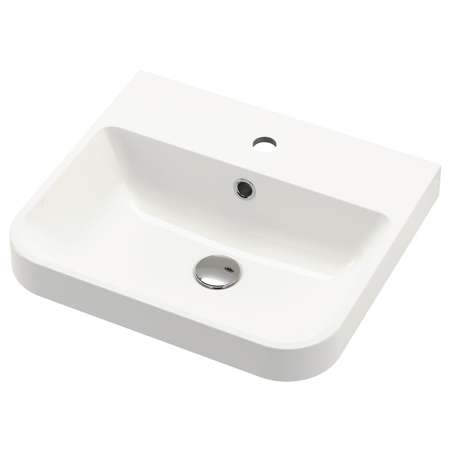 BACKSJÖN semi-recessed sink, white, 50x43 cm (195/8x167/8") - IKEA