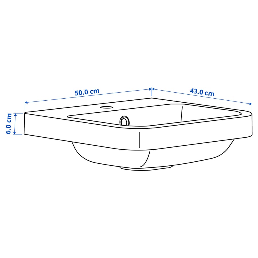 BACKSJÖN semi-recessed sink, white, 50x43 cm (195/8x167/8") - IKEA
