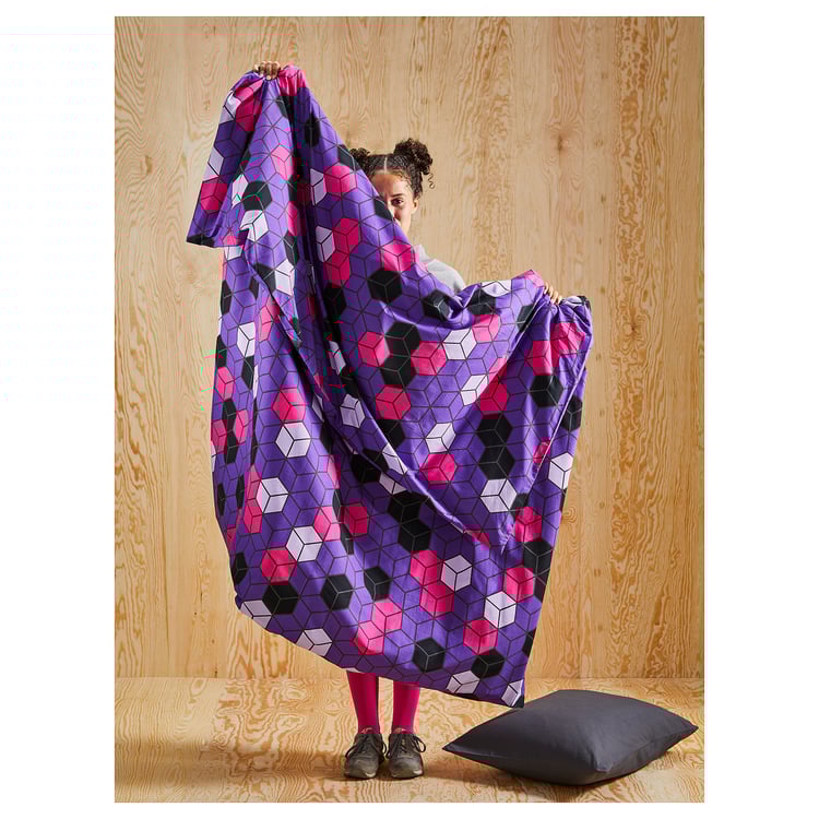BLÅSKATA duvet cover and pillowcase(s), purple/black patterned, 150x200 ...