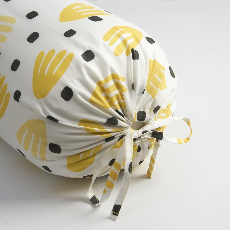BRUKSVARA bolster pillowcase, yellow/white, 38x110 cm (15x43") - IKEA