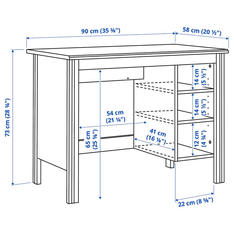 BRUSALI desk, white, 90x52 cm (353/8x201/2") - IKEA