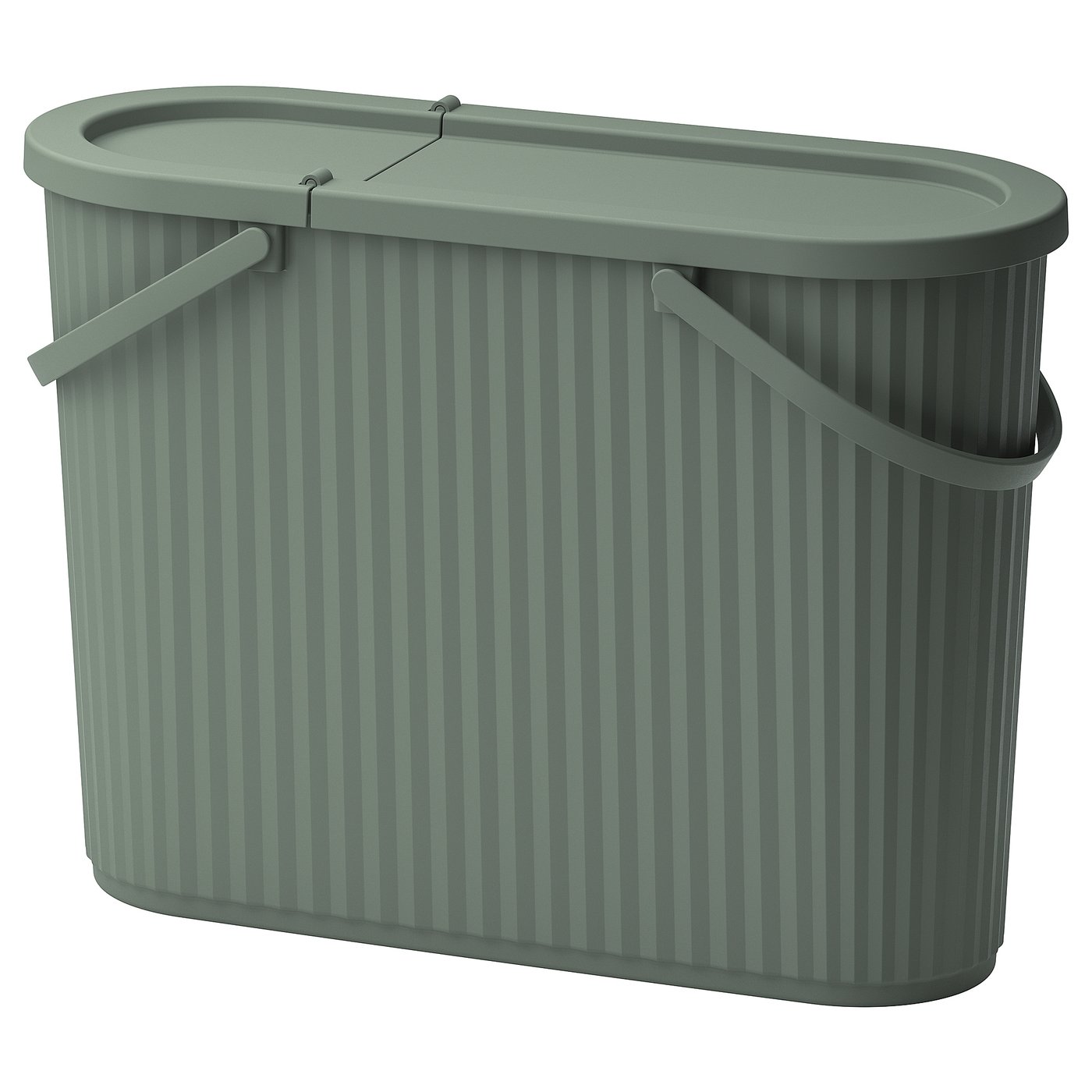 DAMMÄNG bin with lid, gray-green, 48 l (13 gallon) - IKEA