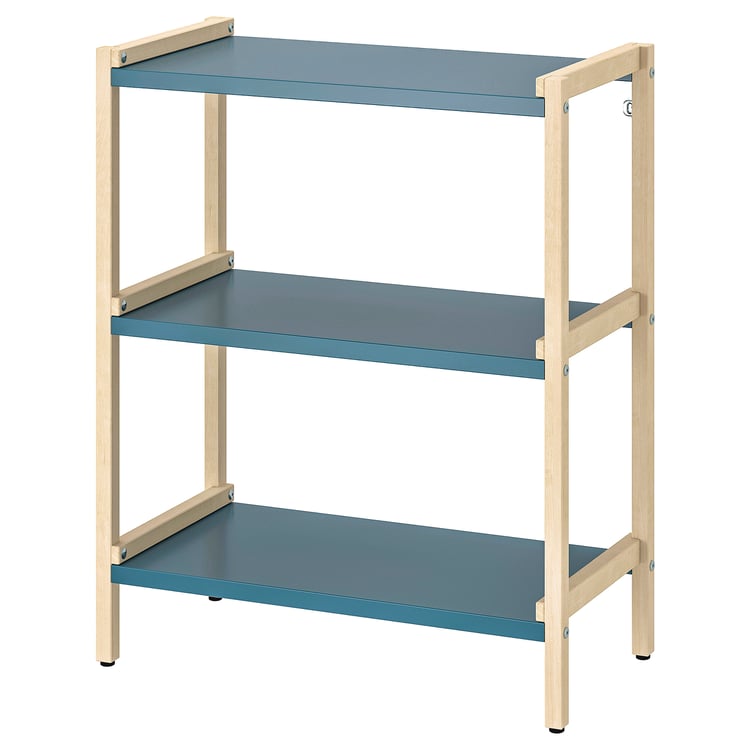 EKENABBEN open shelf unit, aspen/blue, 70x34x86 cm (271/2x133/8x337/8 ...