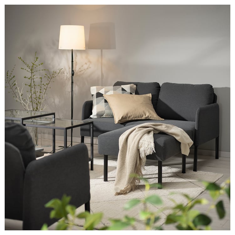 GLOSTAD sectional, 3 seat, Knisa dark gray - IKEA