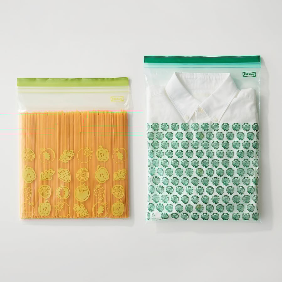 ISTAD resealable bag, patterned/green, 6/4.5 l (6/5 qt) - IKEA