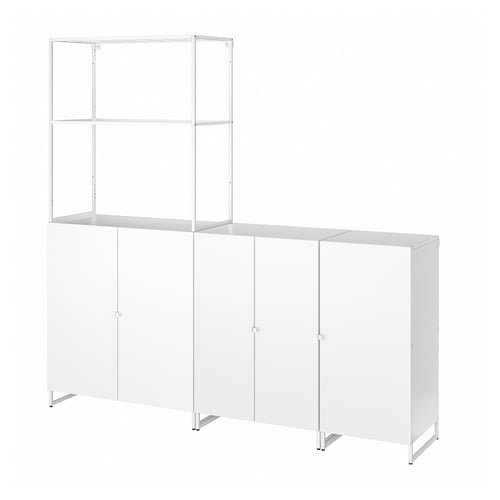 JOSTEIN shelf unit with doors, indoor/outdoor/white, 182x44x180 cm (715 ...