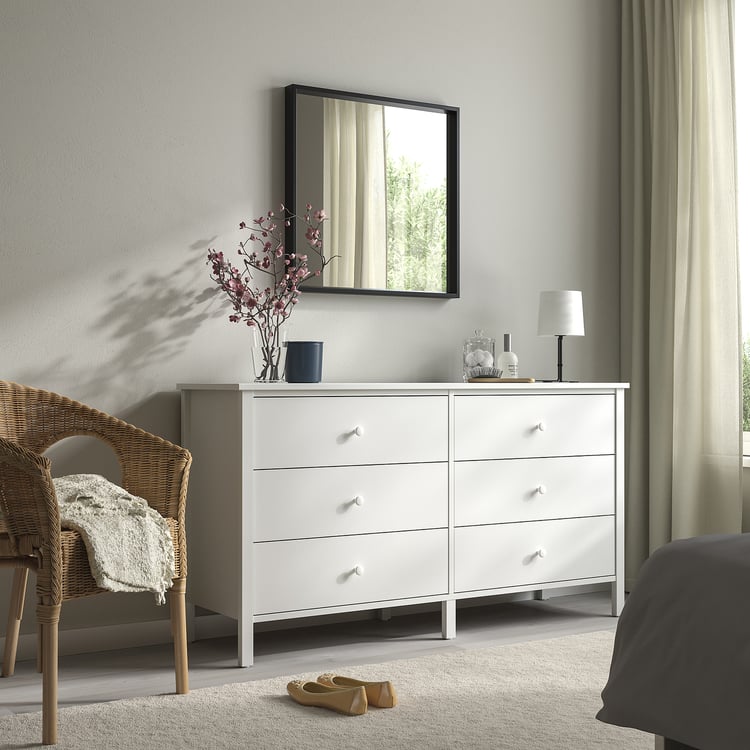 KILBERGET 6-drawer dresser, white/anchor/unlock function, 144x78 cm ...