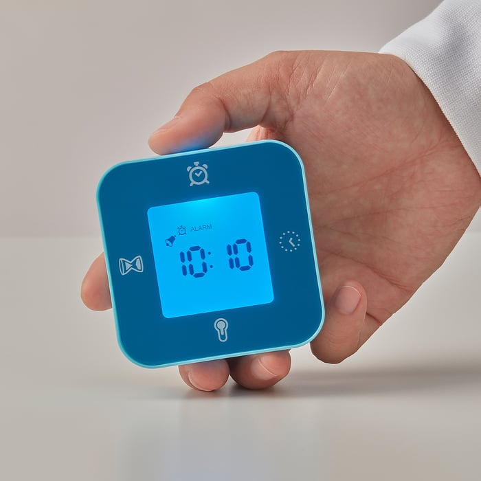 KLOCKIS clock/thermometer/alarm/timer, blue, 7x7 cm (2 ¾x2 ¾") - IKEA