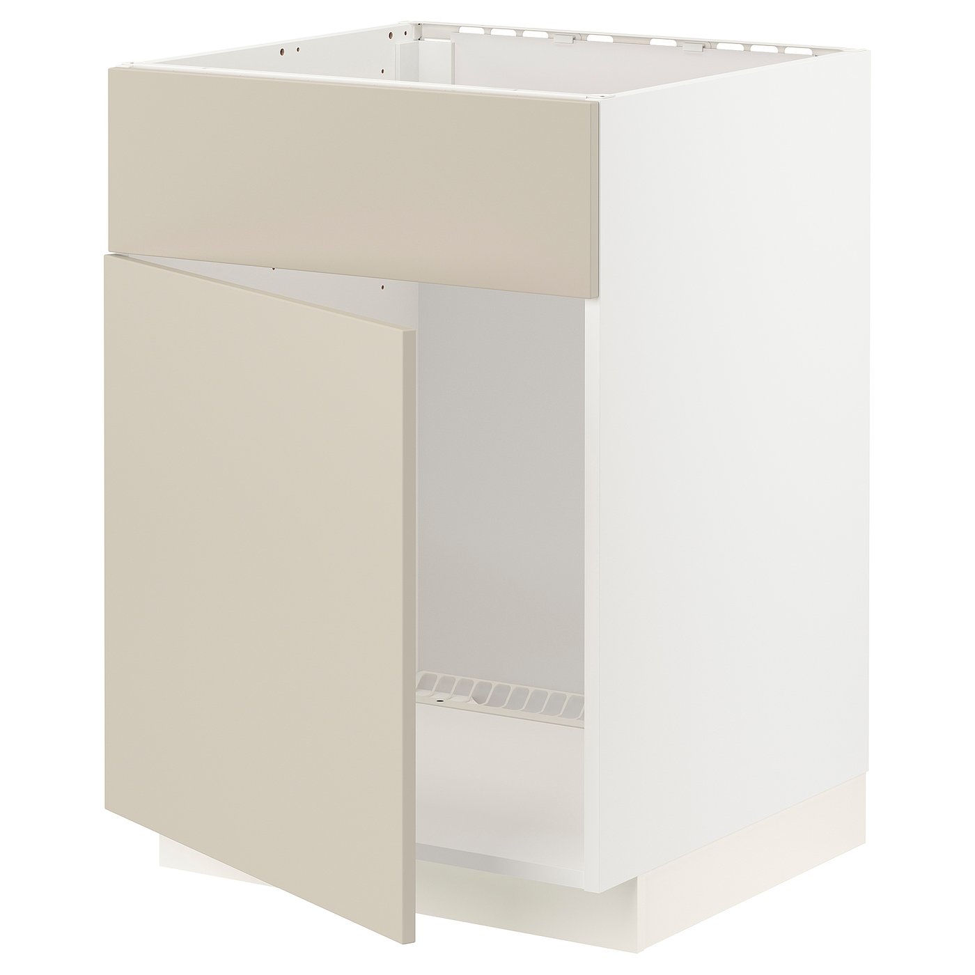 METOD base cabinet f sink w door/front, white/Havstorp beige, 60x60x80 ...