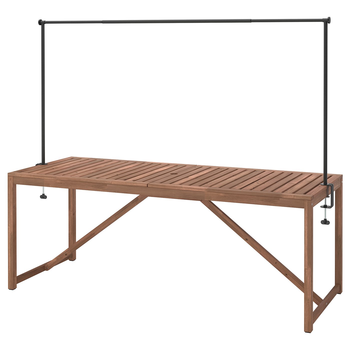 NÄMMARÖ / HELGEÖ table with decorating rod, outdoor light brown stained ...