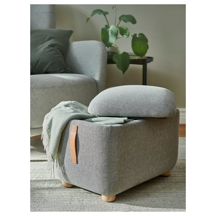 OSKARSHAMN ottoman with storage, Tibbleby beige/gray - IKEA