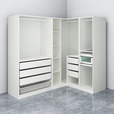 PAX corner wardrobe, white, 211/161x201 cm (827/8/631/4x791/4") - IKEA