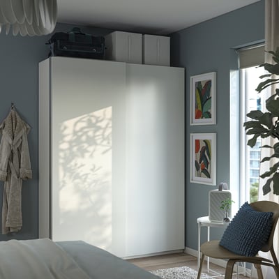 PAX / HASVIK wardrobe combination, white/white, 150x43x201 cm (59x167 ...