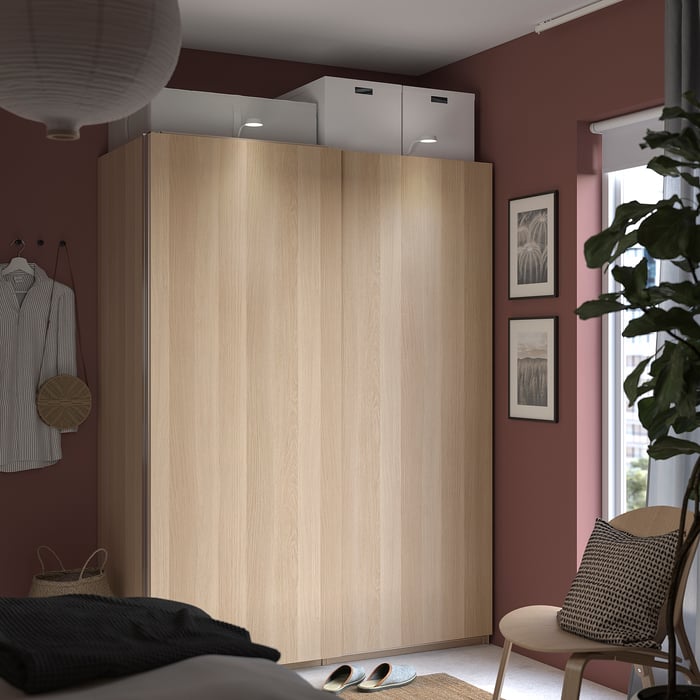 PAX / HASVIK wardrobe, white stained oak effect/white stained oak ...