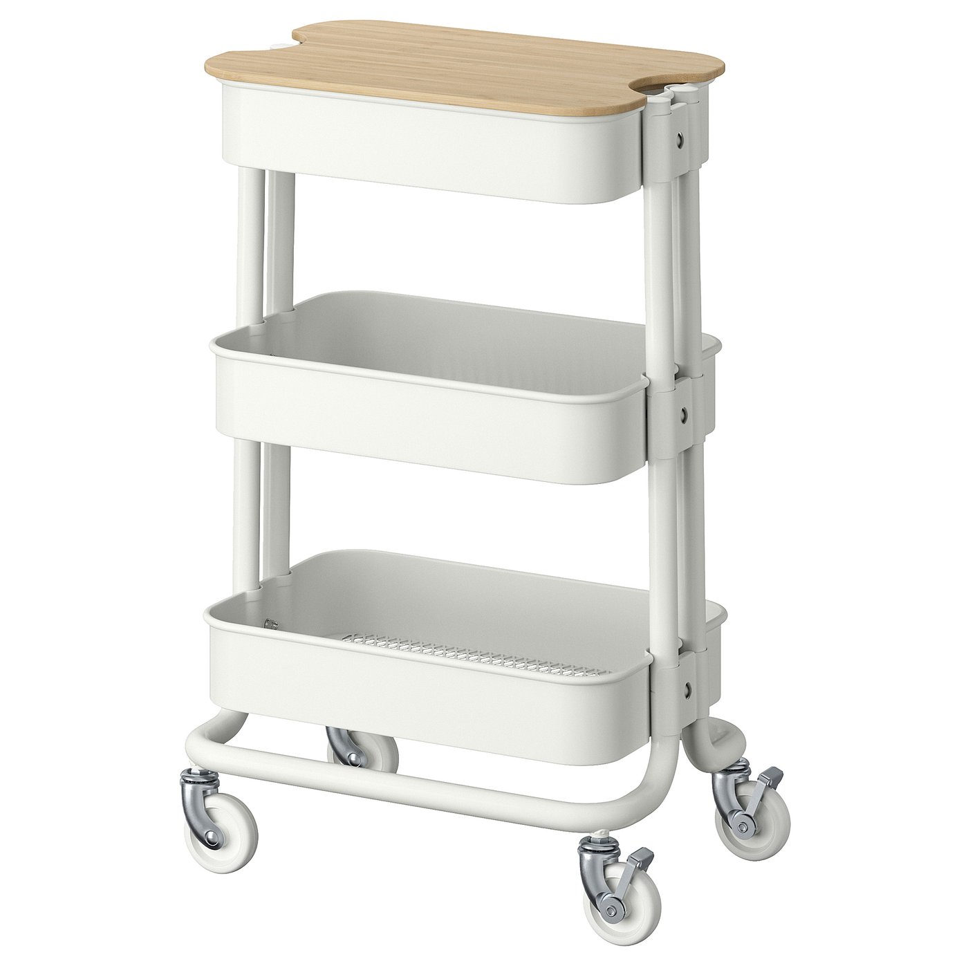 RÅSKOG / NORRÅVA trolley with lid, white, 28x38x61 cm (11x15x24") - IKEA