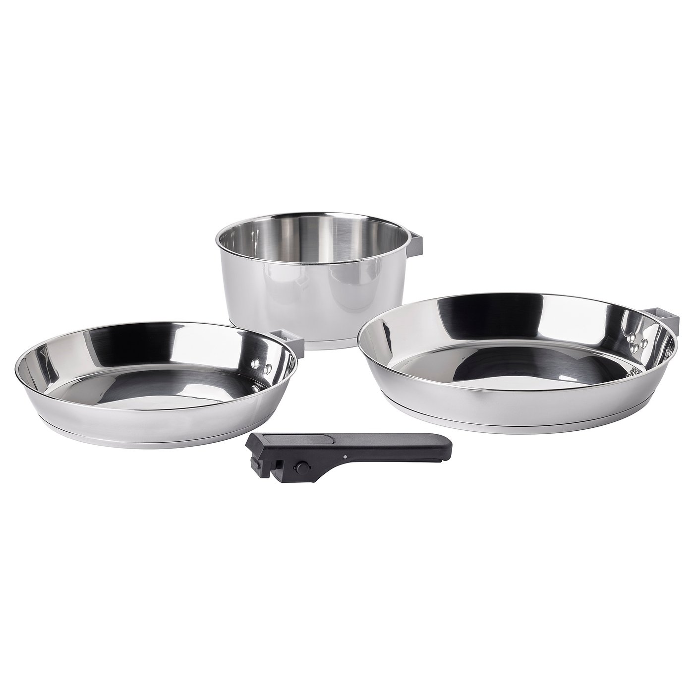 SLÄTROCKA cookware set with detachable handle, stainless steel - IKEA