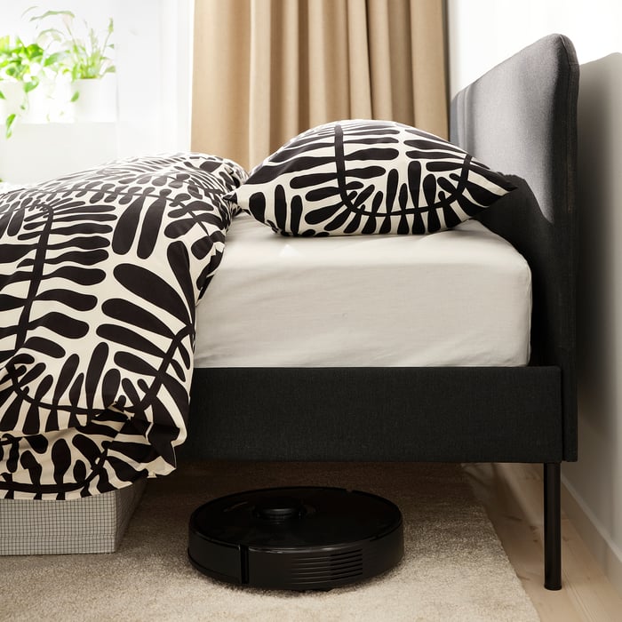 SLATTUM upholstered bed frame, Vissle dark gray, 150x200 cm (59x783/4 ...