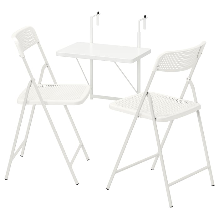 TORPARÖ wall table+2 folding chairs,outdoor, white/white, 50x35 cm (195 ...