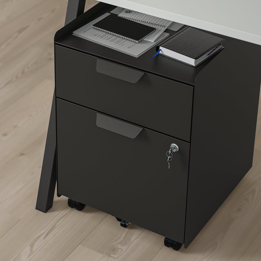 TROTTEN drawer unit w 2 drawers on casters, anthracite - IKEA