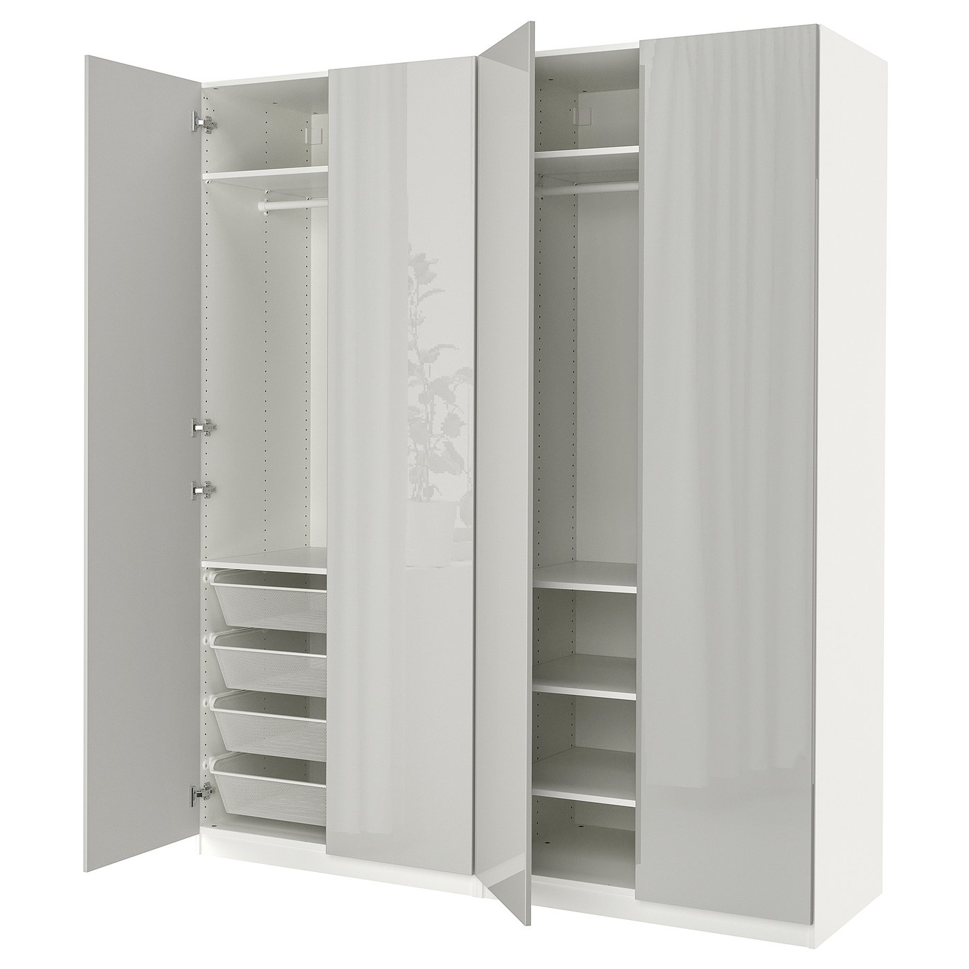 PAX / FARDAL wardrobe, white/high-gloss light grey, 200x60x236 cm ...